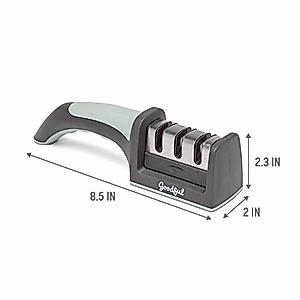 Goodful 3-Stage Knife Sharpener, Helps Repair, Restore and Polish Non-Serrated Blades Quickly, Safely & Easily, Sage