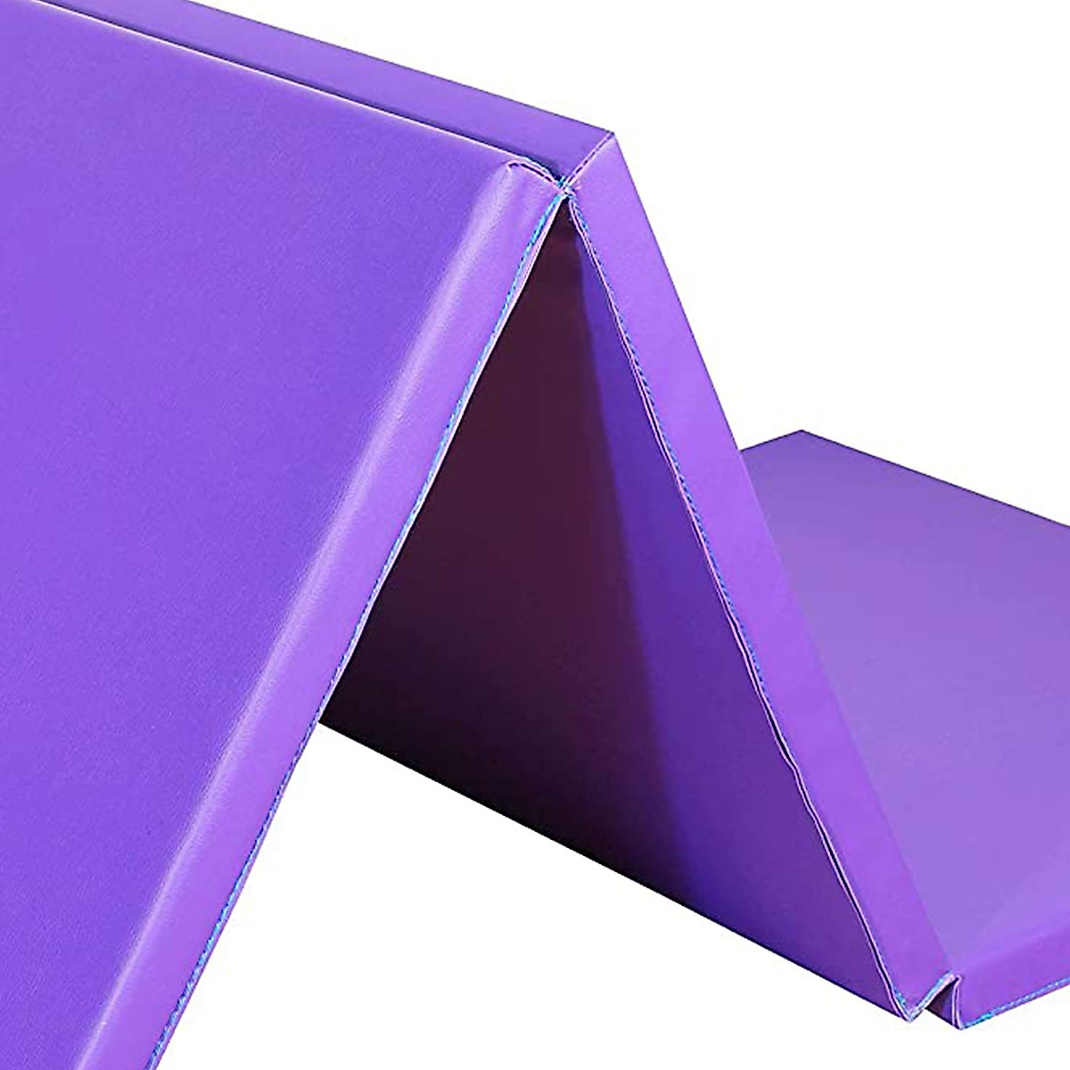 Signature Fitness Three Fold Folding Exercise Mat with Carrying Handles for MMA, Gymnastics and Home Gym Protective Flooring, 1.5-Inch Thick, Purple