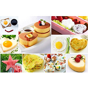 Egg Pancake Rings,8pcs Different Shaper Fried Egg Molds,Stainless Steel Omelette Frying Cooking Tools Kitchen Accessories Gadget Rings,with a Silicone Pastry Brush and a Yolk separator,Set of 10