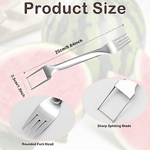 Watermelon Fork Slicer Cutter,Stainless Steel 2 in 1 Fruit Fork Slicer,Portable Watermelon Fork Watermelon Cutter Slicer Tool Fruit Forks Slicer for Home Party Camping Kitchen Gadget(1pack)