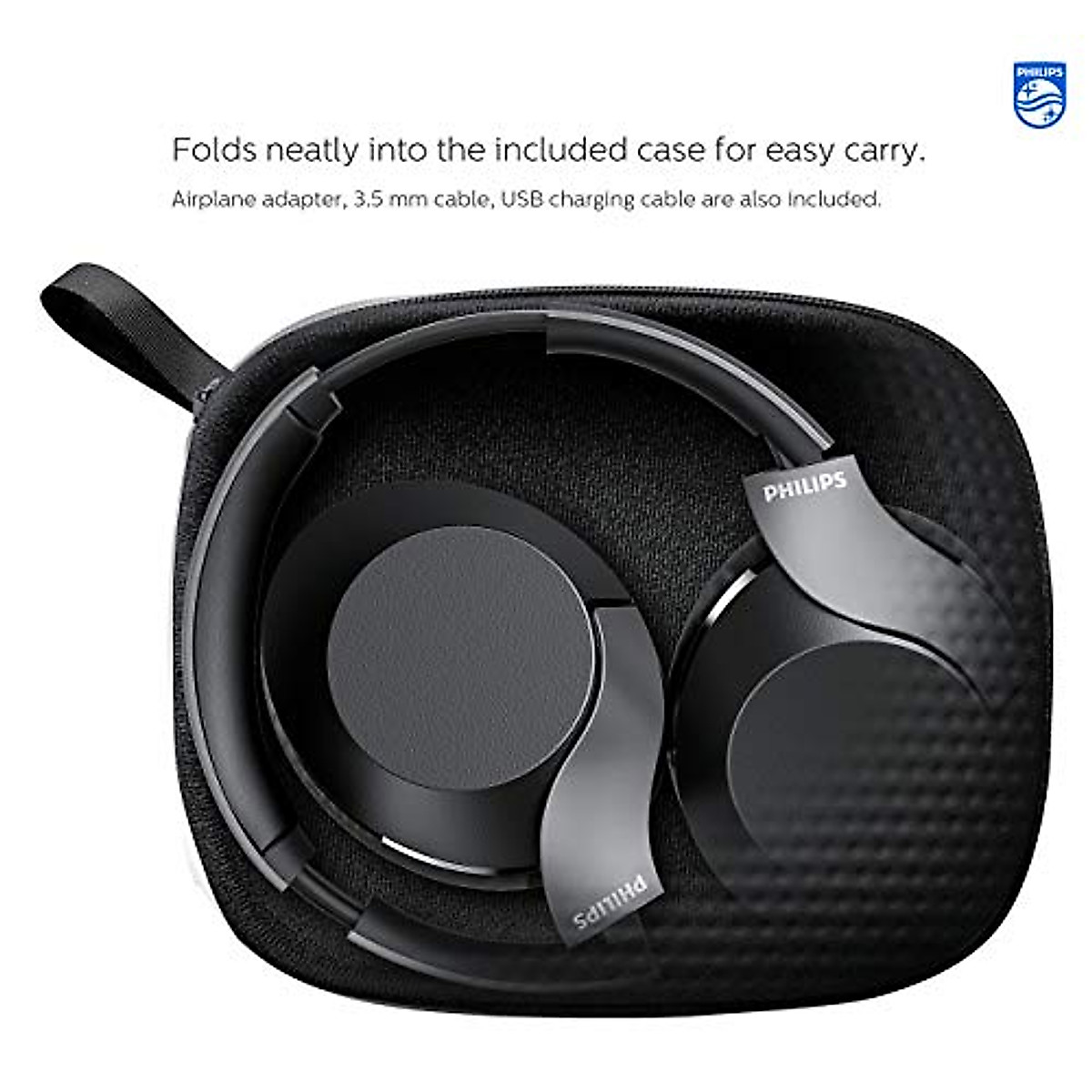 Philips PH805 Active Noise Canceling (ANC) Over Ear Wireless Bluetooth Performance Headphones w/Hi-Res Audio, Comfort Fit and 30 Hours of Playtime (TAPH805BK) (Renewed)