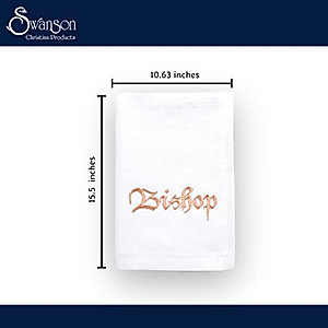 Swanson Christian Products Embroidered Hand Towels - 'Bishop' - Gifts for Pastor, Clergy, & Ministers - Pastor Towel - Cotton Towel - White with Gold Lettering