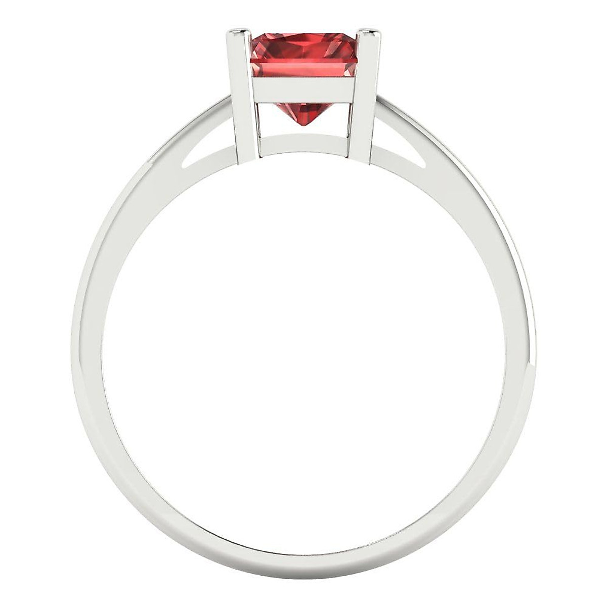 Clara Pucci 1.95ct Emerald Cut Solitaire Natural Scarlet Red Garnet 4-Prong Classic Designer Statement Ring 14k White Gold for Women