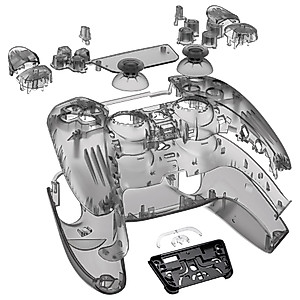 eXtremeRate Full Set Housing Shell with Buttons Touchpad Cover, Clear Black Custom Replacement Decorative Trim Shell Front Back Plates Compatible with ps5 Controller BDM-030 BDM-040