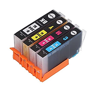 FTVOGUE Ink Cartridge, Fadeless Print Printer Cartridge ABS for Photosmart B8550 B8553 B8558 C6380 C6383 (BK C M Y 4 Colors)