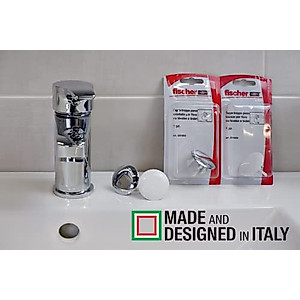 Fischer Overflow Cap TTP K White Lid Suitable for Hole on Sinks, Sinks and Bidets for Bathrooms and Kitchens, 551886