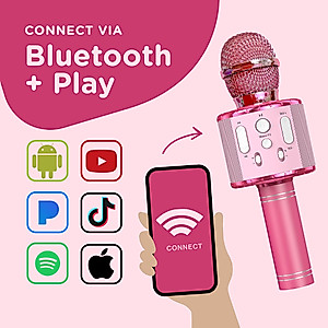 Move2Play, Kids Karaoke Microphone | Personalize with Jewel Stickers | Birthday Gift for Girls, Boys & Toddlers | Girls Toy Ages 3, 4-5, 6, 7, 8+ Years Old