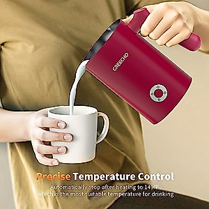 Milk Frother and Steamer, GREECHO 4 IN 1 Electric Milk Frother, 10.2oz/300ml Automatic Warm & Cold Milk Foamer for Coffee, Latte, Silent Operation & Automatic Shut-off, Viva Magenta Rose Red