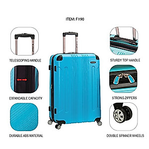 Rockland Hardside Expandable Luggage with Spinner Wheels, Blue, 28-24-20-Inch