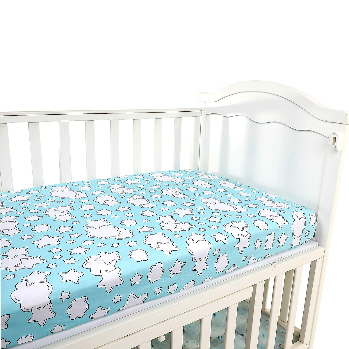 Organic Crib Sheets (2 Pack) - 100% Organic Jersey Cotton Fitted Crib Sheets for Standard Crib and Toddler Mattresses (Blue)