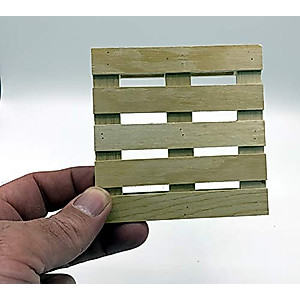 Creative Hobbies 6-Pack Mini Wood Pallet Coasters for Beverages, Hot and Cold Drinks, Mini Building Blocks Stacking, DIY Crafts, 4" x 4" x 11/16"