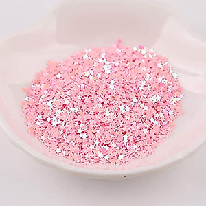 Art Craft Glitter, Star Shape Glitter Confetti for Handcrafts, Home Decoration DIY Cards, Party Festival, Nail Art- 0.35oz (10g) (Pink)