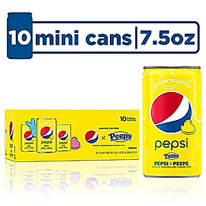 PEPSI x PEEPS Soda, Mini Cans, 7.5 Ounce (Pack of 10), Limited Edition