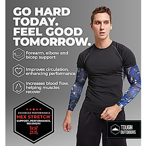 Tough Outdoors Sports Compression Arm Sleeves for Men & Women - Youth, Kids Basketball Shooting Sleeves - Football, Baseball