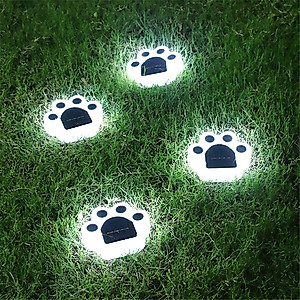 ZHUANYIYI 4 Pieces, Outdoor Solar Lights, Creative Bear Paws Inserted Lawn Landscape Lights, Home Garden Pavement Decorative Street Lights, Courtyard Waterproof Wall Lights