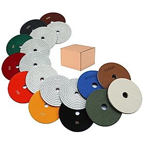Waies 9 Packs 6 Inch Diamond Polishing Pads Wet/Dry Polish Pad Kit for Drill Grinder Polisher 50-10000 Grit Pads for Marble Tile Quartz Granite Concrete Countertop