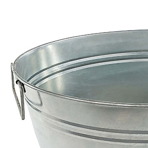 Simple Elements 6 Gallon Galvanized Tub - Multifunctional Ice Bucket - Beverage Tub for Parties, Events and Home Decor - Farmhouse Decor - Ice Tub - 2.97 Lbs - 19.25" L x 12.5" W x 9.25" T - Silver