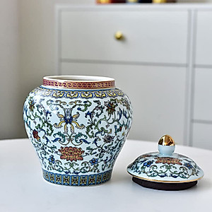 Ginger Jar Decorative Jar Ancient Chinese Imperial Enamel Porcelain (Small, Red)