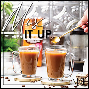 Vikko Glass Coffee Mugs, Thick and Durable 9 Ounce Coffe Cup, Microwave and Dishwasher Safe, Set of 6 Clear Glass Mugs