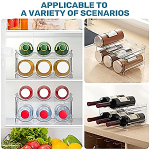 FabSpace Water Bottle Organizer, Stackable Water Bottle Holder for Kitchen Pantry, Fridge, Cabinet, Stackable Cup Holder for Wine, Water, Drink-2 Pack, Each Rack Holds 3 Containers