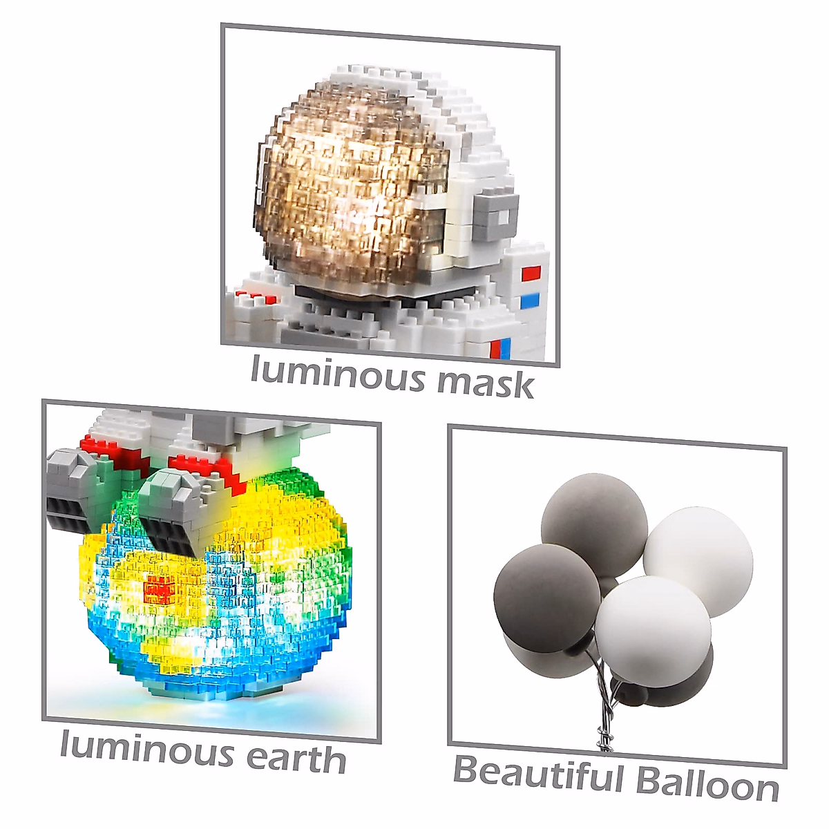 Finger Rock Astronaut Mini Bricks Miniature Building Set Micro Building Kits for Adults and Kids 12-15 Space Toys with Balloons - Compatible Nano (1368 Pieces)