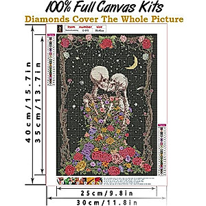 VeGuude Diamond Painting Kits for Adults - Skeleton Skeleton DIY 5D Diamond Art Kits Full Drill Diamond Dots Paintings with Diamonds Gem Art and Crafts Home Decor 12x16inch