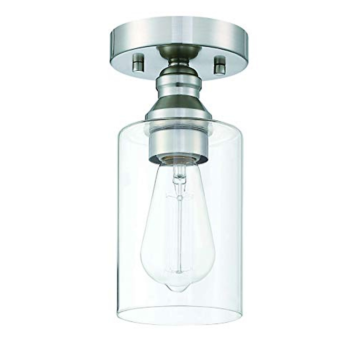 WISBEAM Semi Flush Mount Ceiling Light Fixture, E26 Medium Base, Metal Housing with Clear Glass, ETL Rated, Bulbs NOT Included, 1-Pack