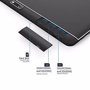 Hoozo Android Tablet 10 Inch, 3G phablet PC, Android Tablets with Dual SIM Card Slots, 16GB, GMS Certified, WiFi, Bluetooth - Black