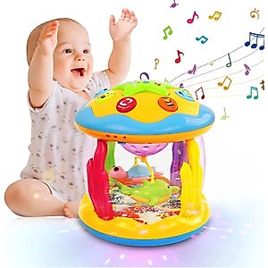 Furktem Baby Toys 12+ Months Ocean Rotating Projector - Early Education Toys with Various Pacify Music/Light for 1 2 3+ Year Old Boys Girls Birthday
