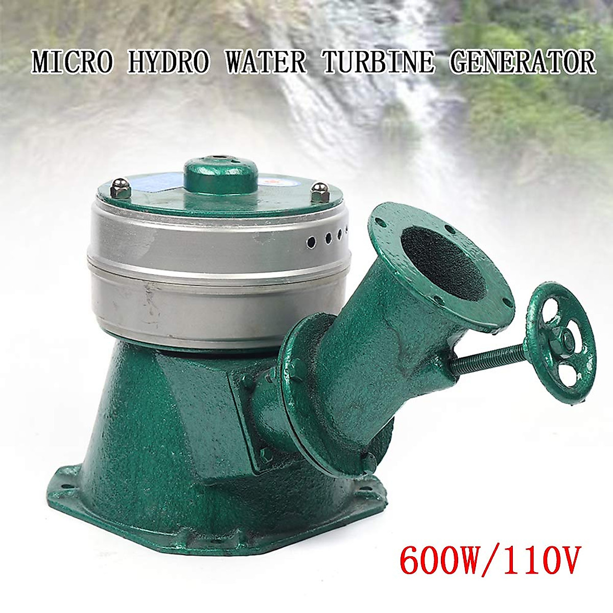 600W 110V Water Turbine Generator, Micro Hydroelectric Power Generator Hydro Water Turbine Generator Single Phase US, Hydro Generator Power 500-1500R/Min for Household Lighting, TV, Electric Furnace