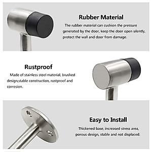 PHITUODA 3 Inch / 75mm Heavy Duty Floor Stop, Door Stopper Stainless Steel Brushed Nickel - Pack of 1