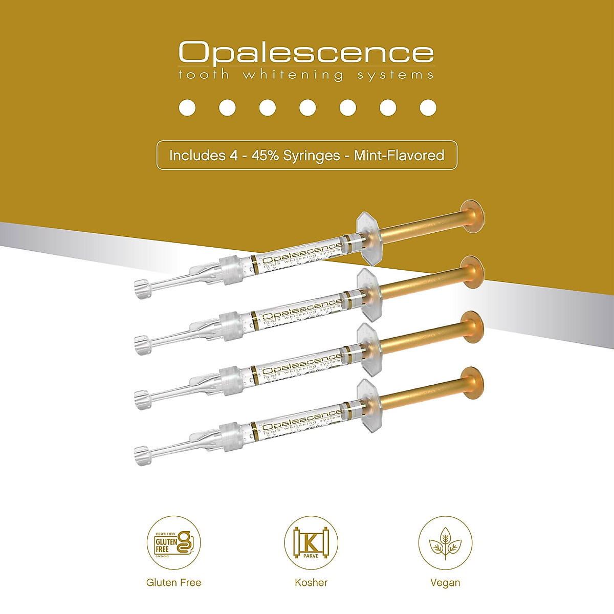 Opalescence 45% Syringes Teeth Whitening Gel - with PF - (4 Syringes) Refill Kit Carbamide Peroxide. Made by Ultradent, in Mint Flavor. Tooth Whitening 5359-2