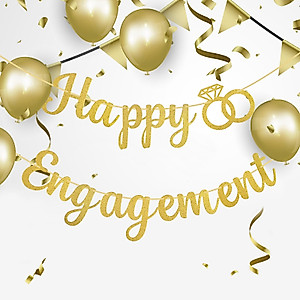 Happy Engagement Banner, Happy Engagement Party Decorations, Engagement Party Banner, Gold Glitter Engagement Party Decorations Sign, Wedding Engagement Banners, Shower Bride to Be Decorations