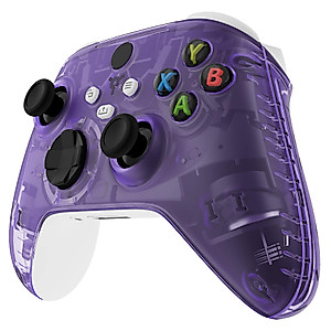 eXtremeRate Side Rails Grips Shell for Xbox Core Wireless Controller, Clear Atomic Purple Replacement Part Front Housing Cover Handles Faceplate for Xbox Series X & S Controller [Controller Excluded]