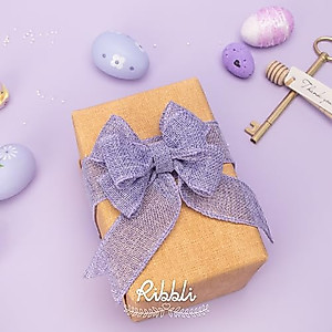 Ribbli Light Purple/Lavender Burlap Wired Ribbon,1-1/2 Inch x 10 Yard, Easter Wired Edge Ribbon for Big Bow,Wreath,Tree Decoration,Outdoor Decoration