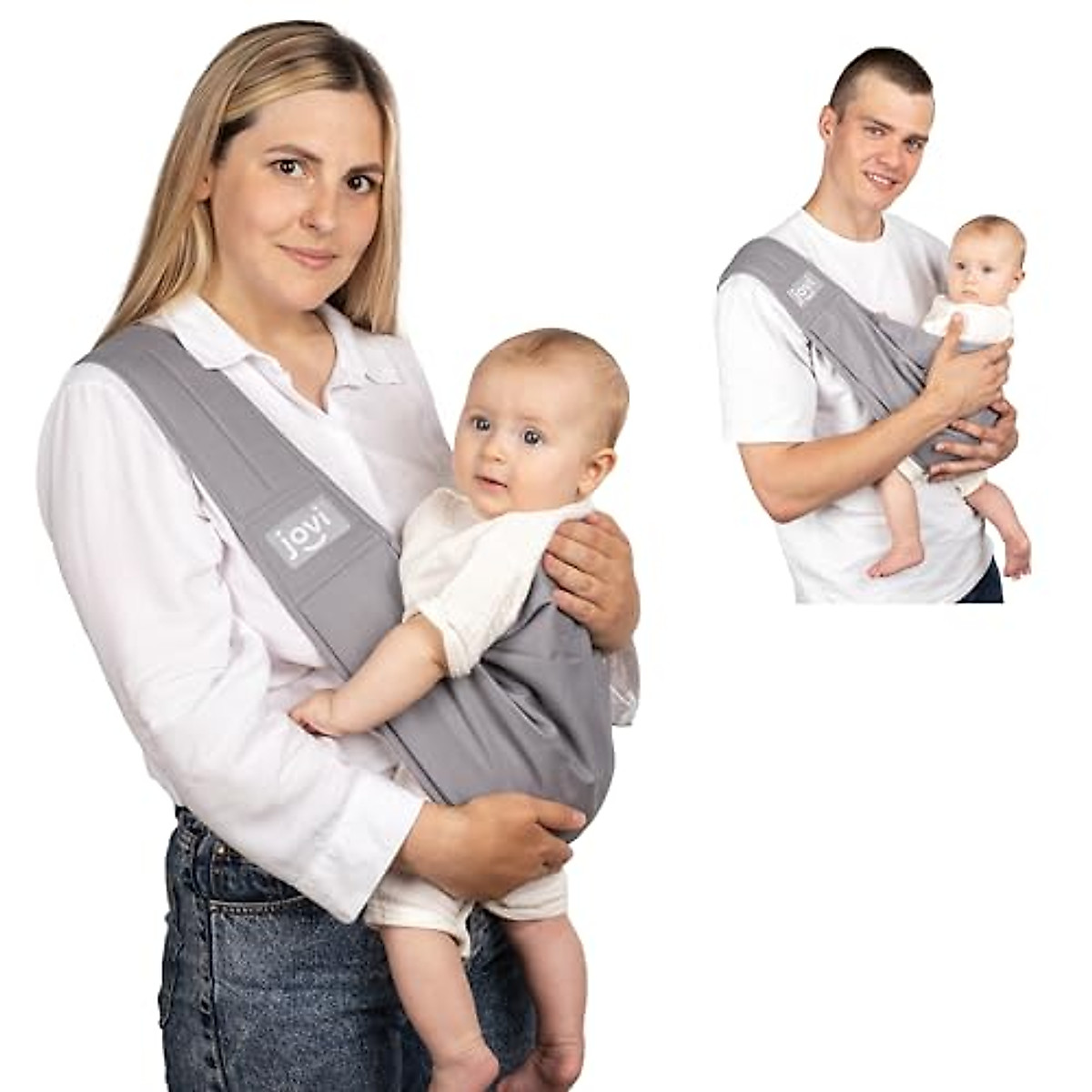 Jovi Baby Sling for Mom and Dad, Baby Shoulder Sling Carrier Newborn to Toddler, Mesh Baby Carrier Sling for Water, Baby Wraps Carrier Sling Hands Free, Baby Carrying Sling for Breastfeeding - Grey
