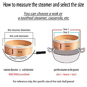 Hcooker Deepen 3 Tier Kitchen Wood Steamer with Stainless Steel Banding for Asian Cooking Buns Dumplings Vegetables Fish Rice