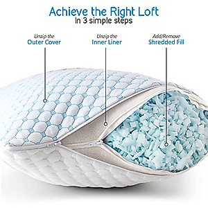 Nestl Cooling Toddler Pillow - Shredded Memory Foam Pillows for Kids, Gel Infused Cooling Pillow, Adjustable Toddler Pillows for Sleeping, Breathable Kids Pillows for Sleeping, 13x18 Inch Kids Pillow