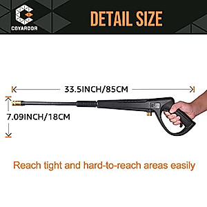 coyardor Pressure Washer Gun with Extension Wand & 5 Spray Nozzle Tips, M22-14mm & M22-15mm Fitting Replacement for Ryobi, Karcher, Powerstroke, Greenworks, Husky, Raptor Blast, Electric Power Washer