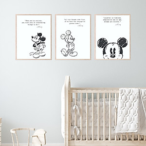 BigWig Prints Mickey Mouse Wall Decor - Mickey Mouse Wall Art Quotes, Nursery Decor Pictures, Motivational Inspirational Room Decoration Posters, Bathroom Art Classroom - Unframed 3 Pack (8x10)