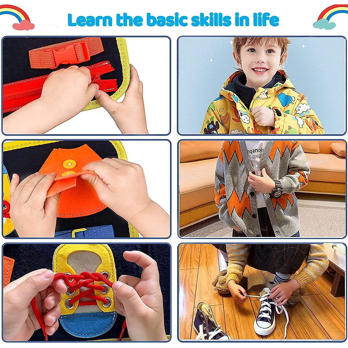 MORNOR Busy Board Montessori Toys for Toddlers Sensory Toys Gifts for 1 2 3 4 Year Old Girls & Boys Preschool Learning Activities Educational Travel Toy for Fine Motor Skills (Blue)