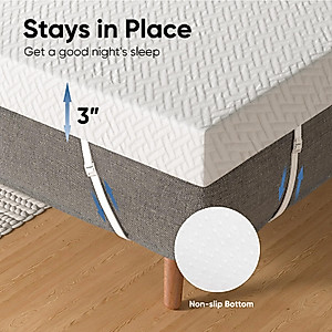 Memory Foam Mattress Topper Queen Size, 3 Inch Gel-Infused Cooling Mattress Pad Cover for Back Pain,Bed Topper with Removable & Washable Bamboo Cover