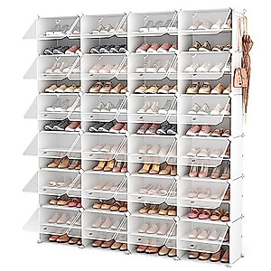 ROJASOP Shoe Storage Cabinet, 12-Tier Shoe Organizer 96 Pairs Extra Large Plastic Shoe Rack with Covers Portable Shoe Rack Organizer with Doors Big Shoe Rack for Closet Entryway Bedroom
