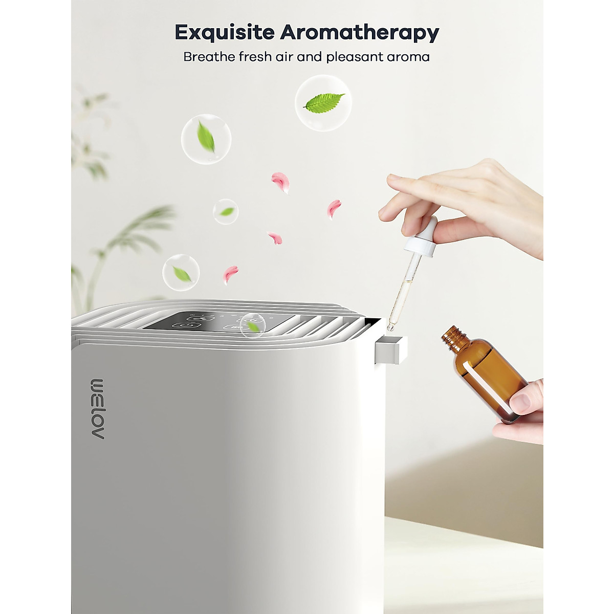 Welov Air Purifiers for Home: H13 True HEPA Air Purifiers for Pets Allergies Asthma,Mini Portable Air Cleaners with Aromatherapy,Removal Up to 0.1 Microns,23dB Air Purifier for Bedroom