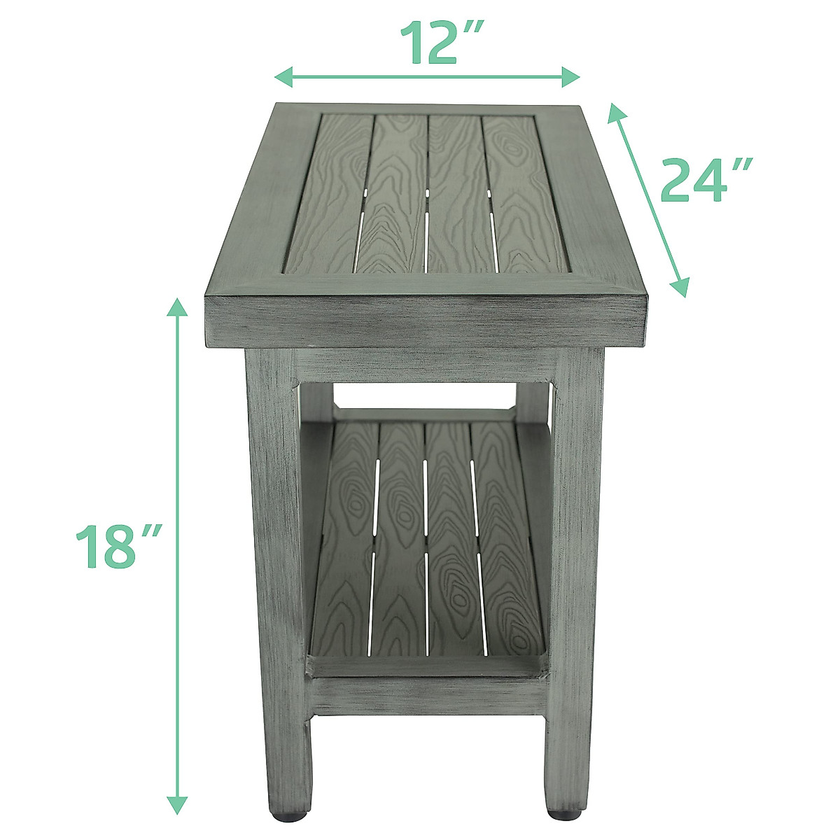 Medline Faux Teak Bathroom Bench, Aluminum Shower Bench with Teak-Like Appearance,Gray