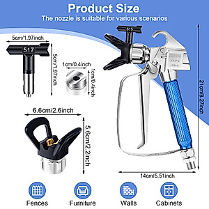 Gyfent Airless Paint Sprayer Gun, 14 Pcs Airless Spray Gun Kit Paint Sprayer Gun with 6 Pcs Reversible Spray Tips & 6 Pcs Filter & Nozzle Seat for Airless Spraying Machine (211 313 415 515 517 623)