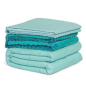 Giantex Weighted Blanket with Duvet Covers, Hot and Cold Duvet Cover Set, 60" x 80" | 15lbs, Cozy Heavy Blanket with Premium Glass Beads, Weighted Blanket for Hot and Cold Sleepers (Green)