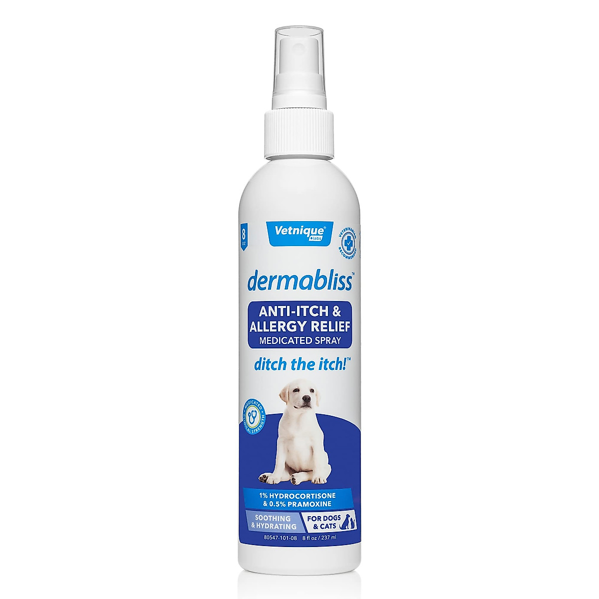 Vetnique Labs Dermabliss Allergy Chews 60ct & Dermabliss Anti-Itch/Allergy Relief Spray (8oz) Bundle Complete Skin Allergy Relief for Dogs with Dog Allergy Supplements, Hydrocortisone Spray for Dogs