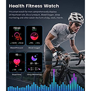 Military Smart Watches for Men(Answer/Dial Calls), 1.96'' HD Fitness Watch with Heart Rate/Blood Oxygen Monitor, AI Voice/400mAh Battery, IP67 Waterproof Rugged Outdoor Smartwatch for Android iOS