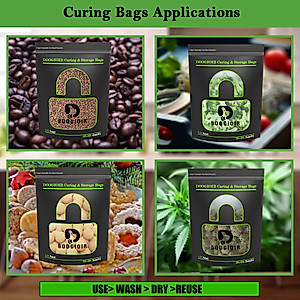 1/2 LB Curing & Storage Bags, Curing Bags for Food Storage, Double-Tracked Zip Closure Heat Sealable upright Cure Bags, Reusable Humidity Control Bags (13.8 x 10.4 in, 10 Pack)